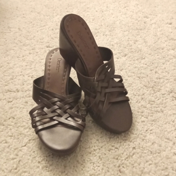 Dexter | Shoes | Dexter Criss Cross Strappy Leather Slide Wedge Sandals ...